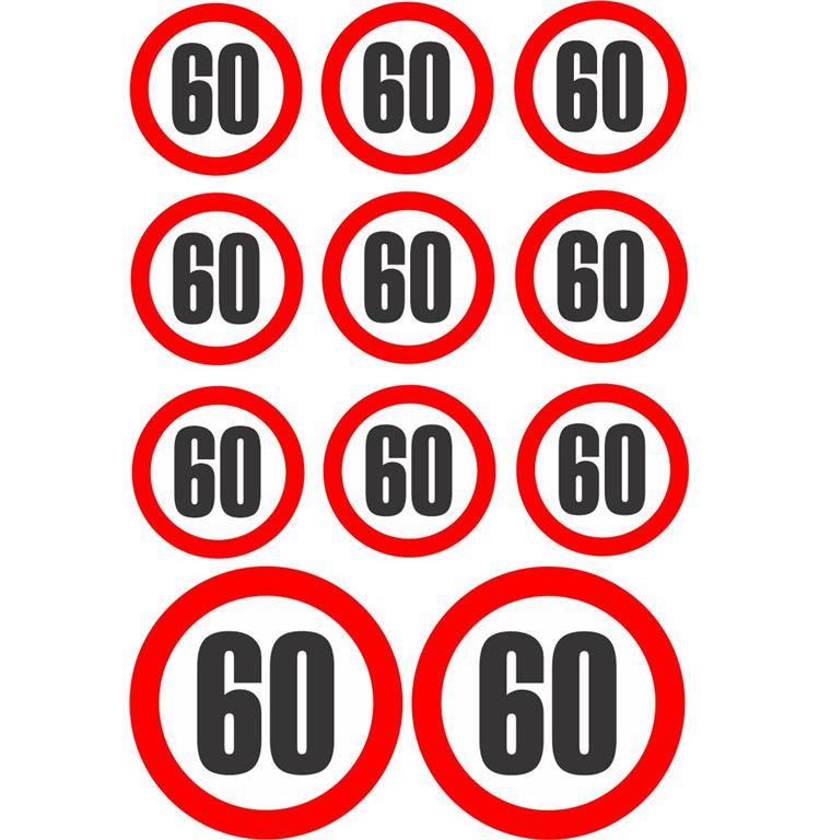 Komplet nalepk ZNAK OMEJITEV 60 Univerzalna - grafikaplus.si